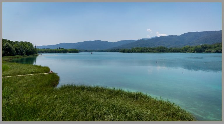 Lake of Banyoles in beautiful blue waters, Catalonia, Spain